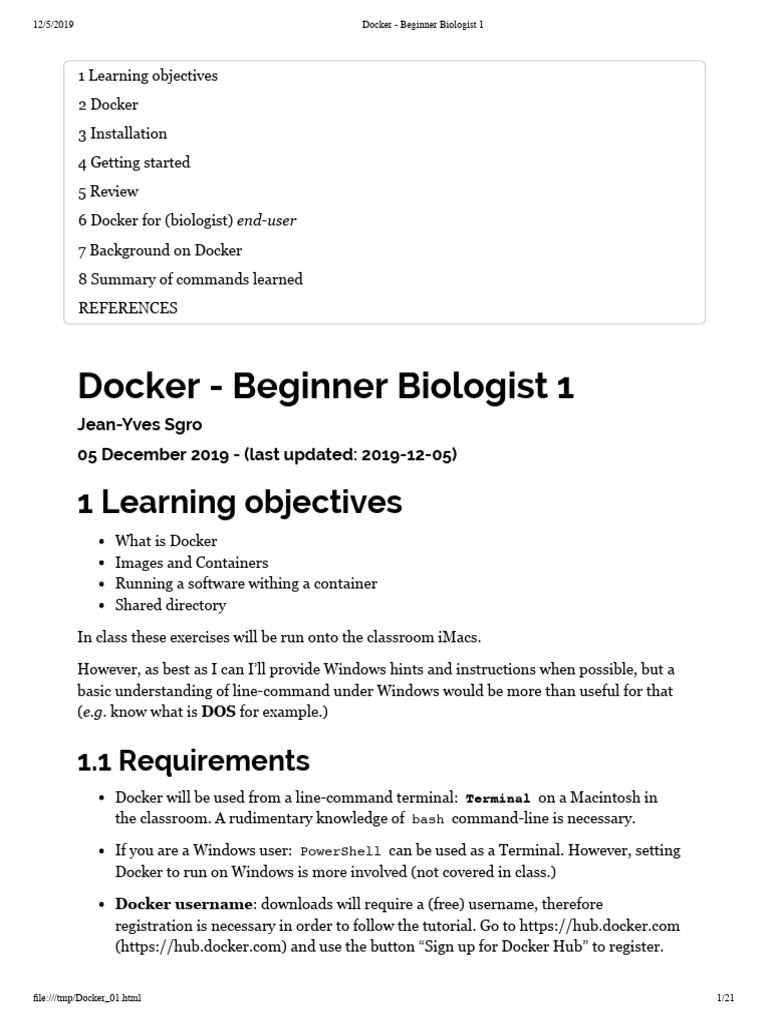 Docker Beginner Biologist 1 | PDF | Directory (Computing) | Computer File