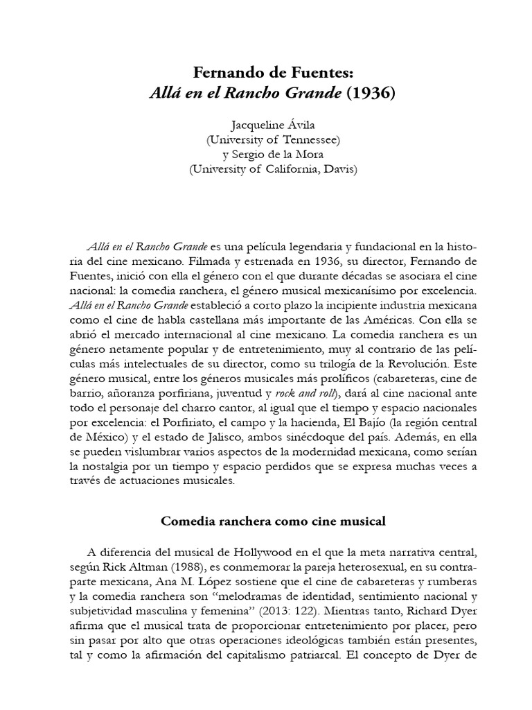 Análisis de "Allá en el Rancho Grande" | PDF | México