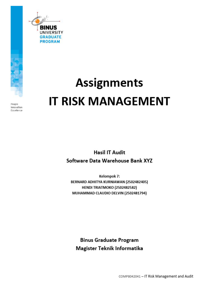 Assignments It Risk Management: Hasil IT Audit Software Data Warehouse Bank XYZ | PDF