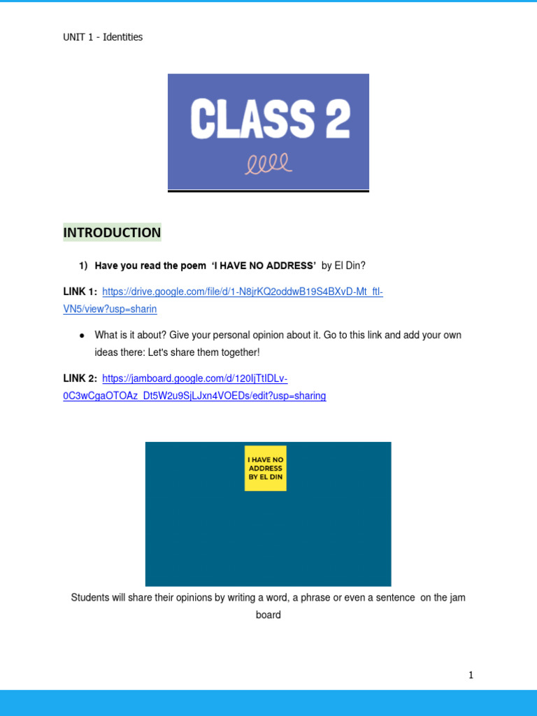 Unit 1 - Class 2 | PDF | Poetry