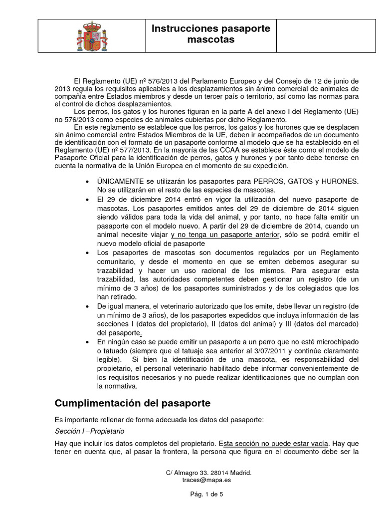Intruccionespasaportemascotas 2023 tcm30-425500 | PDF | Pasaporte ...