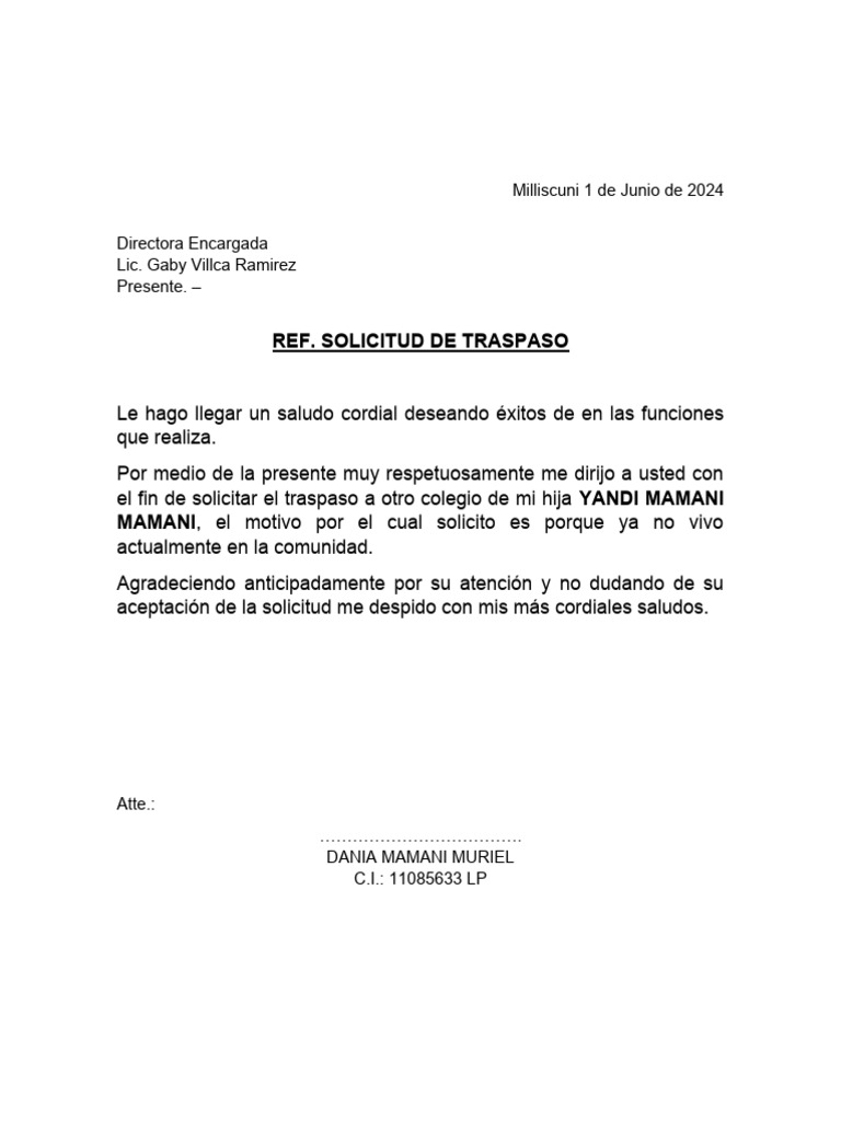 Solicitud de Traspaso | PDF | Salud y bienestar