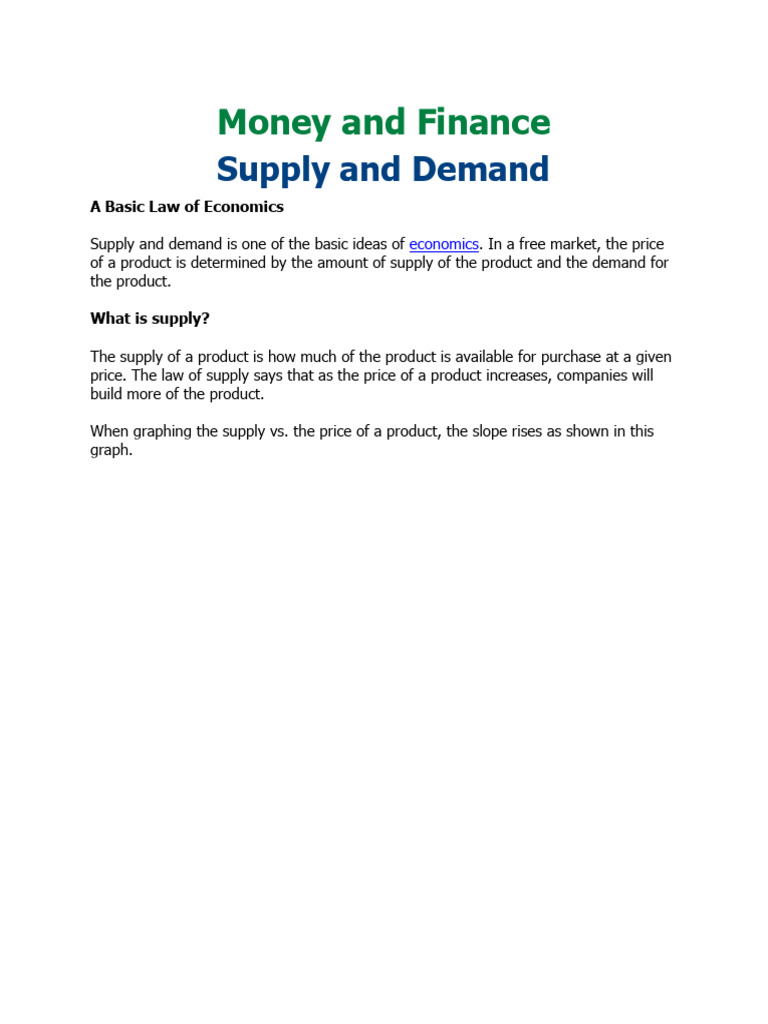 Law of Supply and Demand | PDF | Supply And Demand | Supply (Economics)