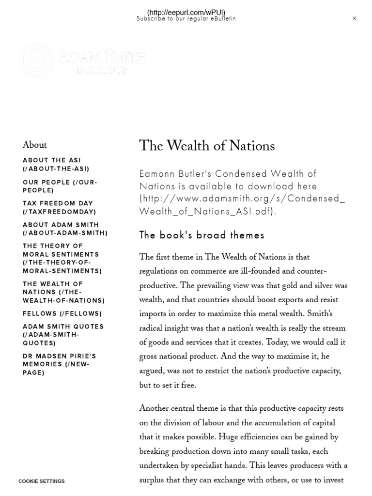 The Wealth of Nations - Adam Smith Institute | PDF | Capital (Economics ...