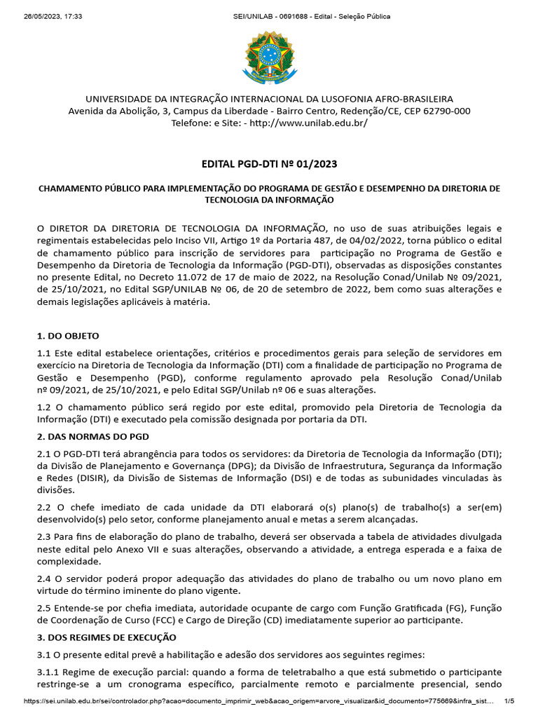 Edital de Seleção para PGD-DTI 2023 | PDF | Tecnologia da Informação ...