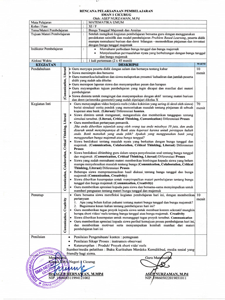 RPP MTK Bunga Majemuk | PDF