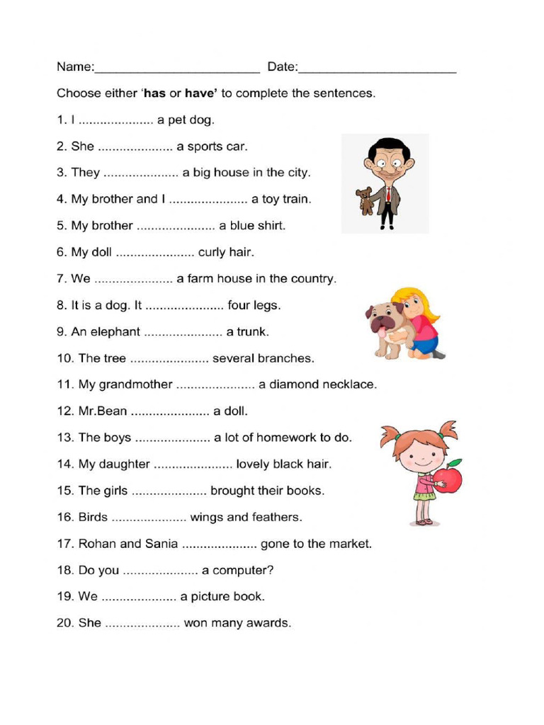 Affirmative Have and Has 01 | PDF