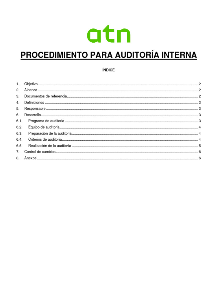 ATN-SEH-PO-29 Auditoria Interna | PDF | Auditoría | Contralor