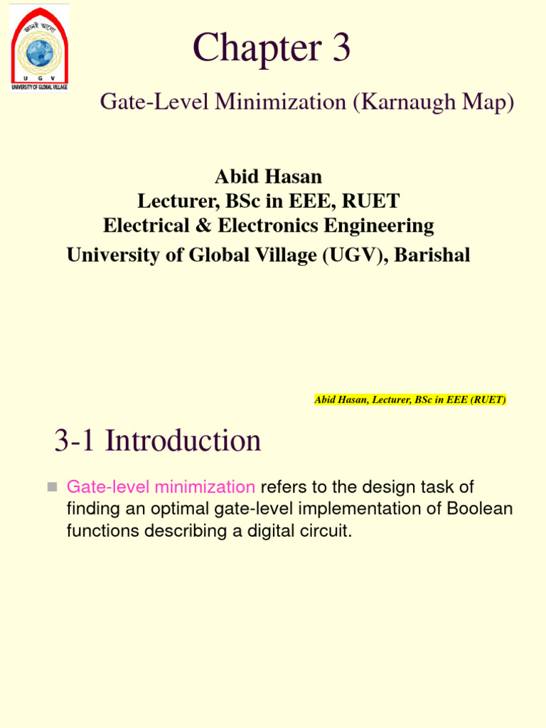 3 Gate Level Minimization Using K Map - 240603 - 112919 | PDF | Logic | Theoretical Computer Science