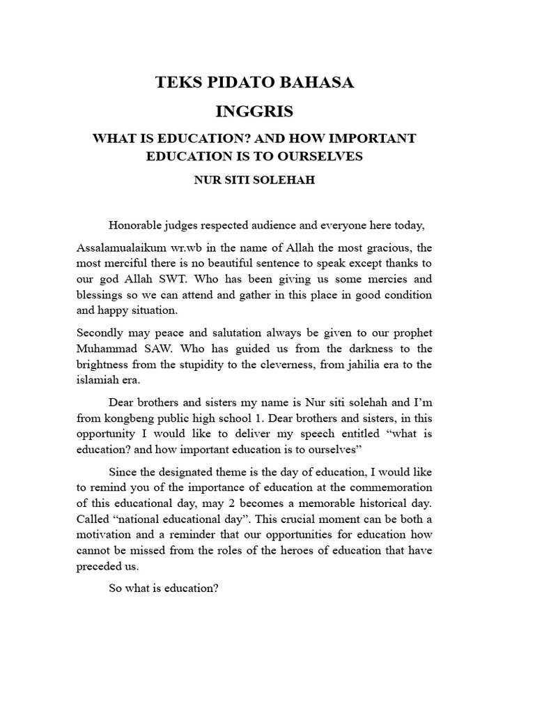 Teks pidato bahasa inggris. | PDF | Poverty Reduction | Knowledge