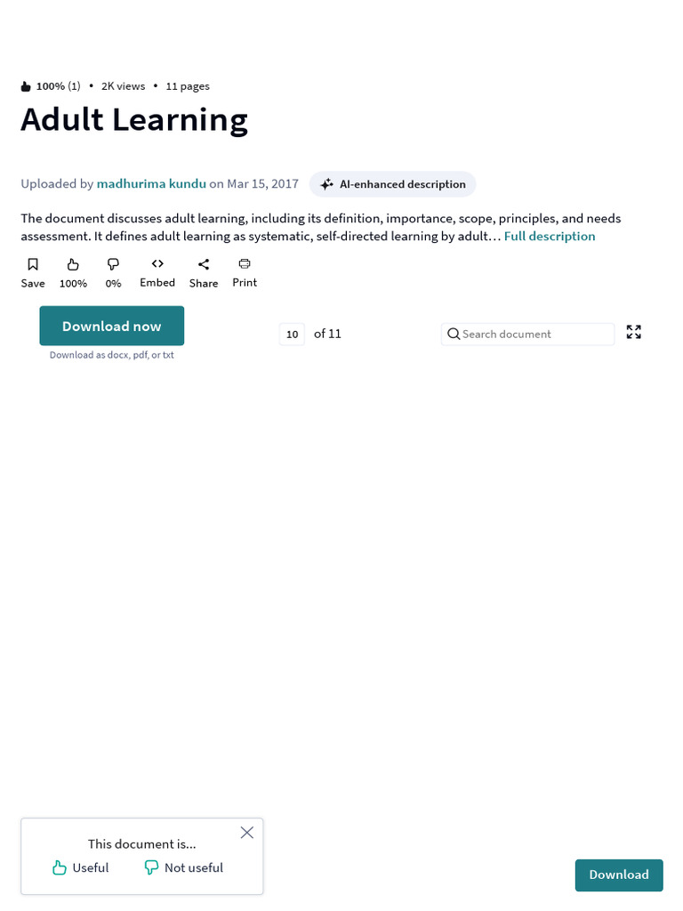 Adult Learning: Madhurima Kundu | PDF | Scribd