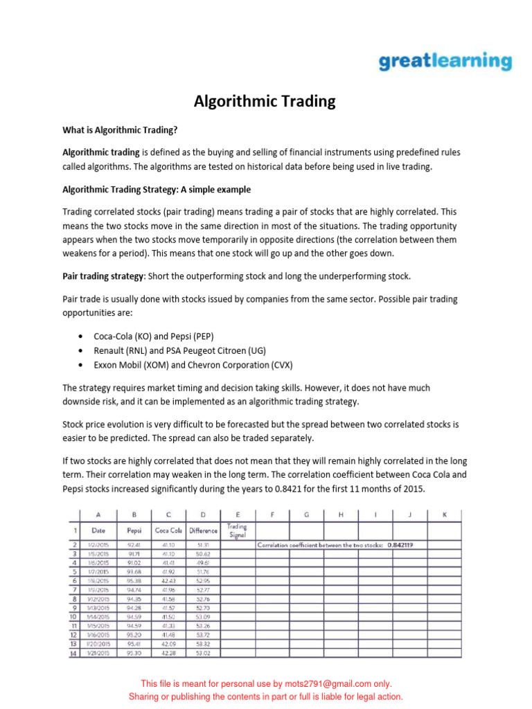 Algorithmic+Trading | PDF | Investing | Market (Economics)