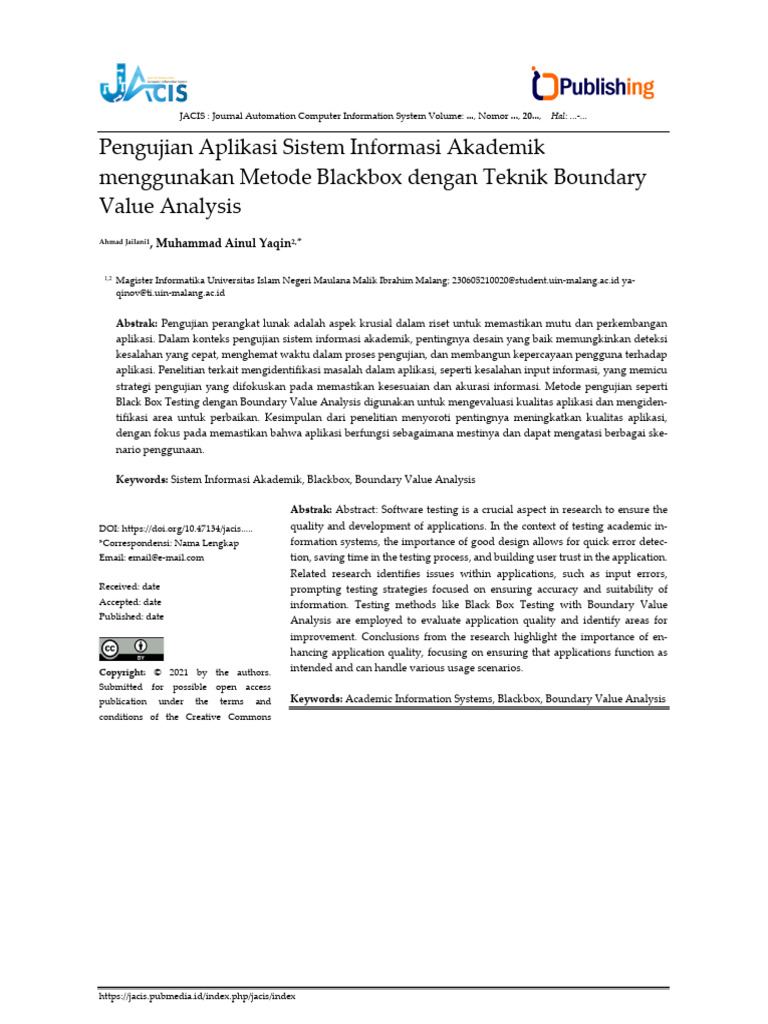 Pengujian Aplikasi Sistem Informasi Akademik Menggunakan Metode Blackbox Dengan Teknik Boundary ...