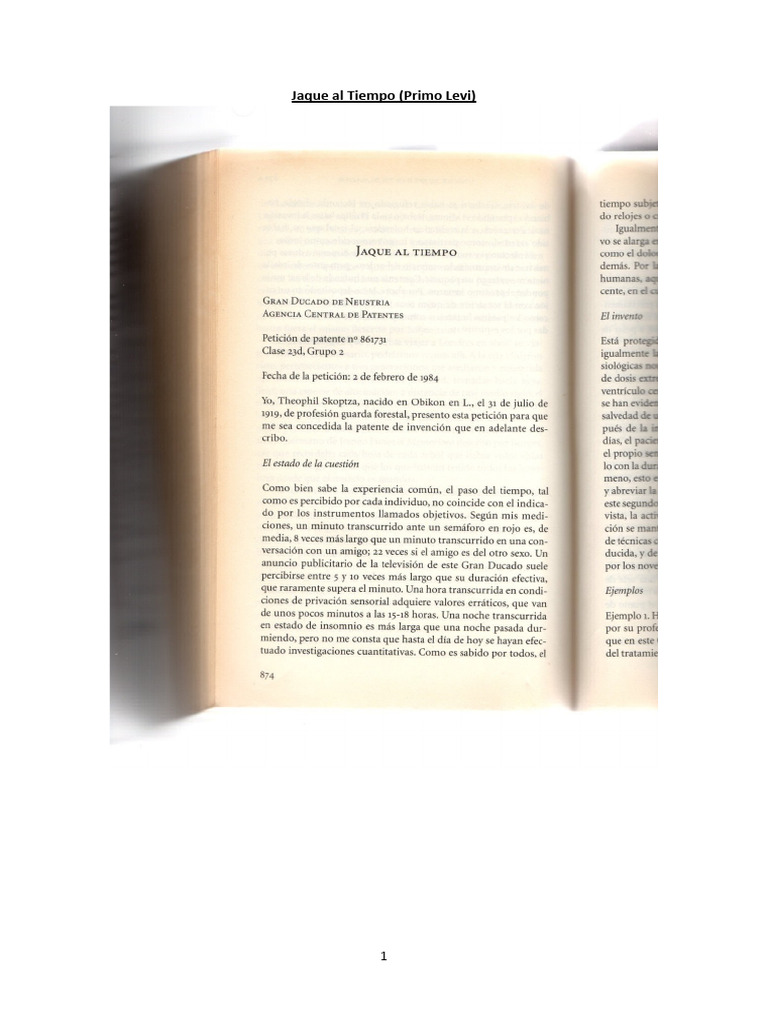 Jaque Al Tiempo. Primo Levi | PDF