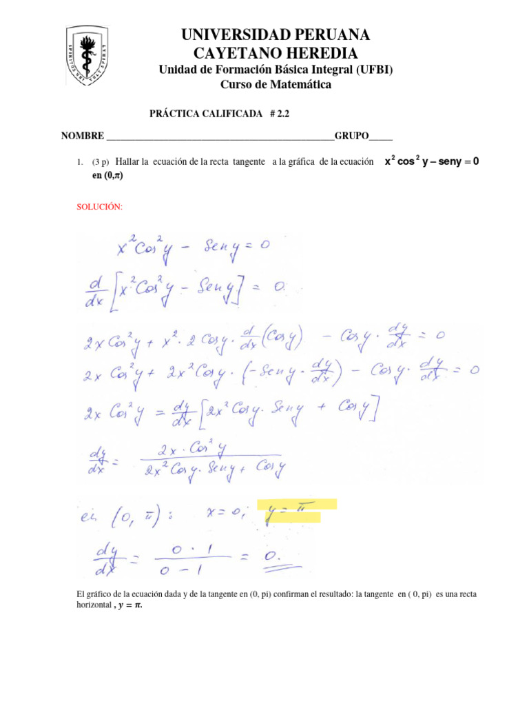 PC2.2 - Solucion | PDF | Derivado | Pi