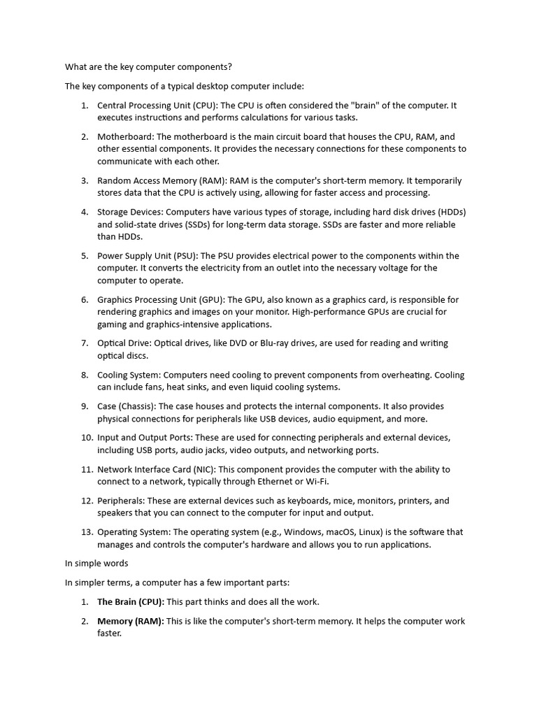 What Are The Key Computer Components | PDF | Routing | Computer Network