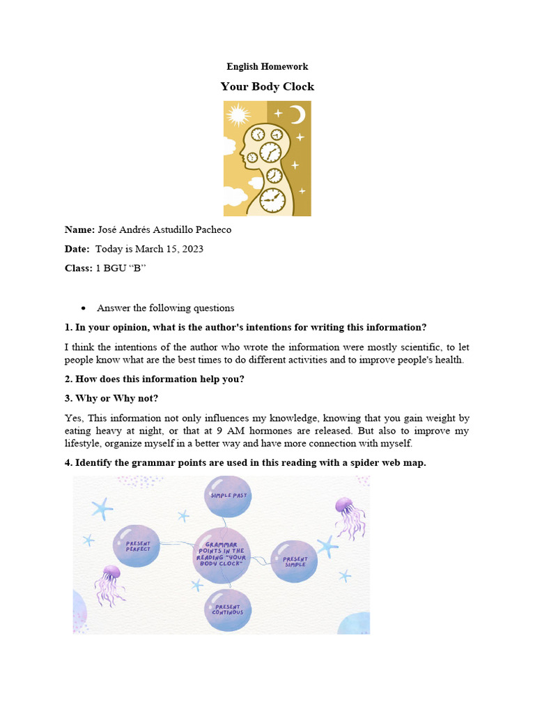Your Body Clock Homework | PDF