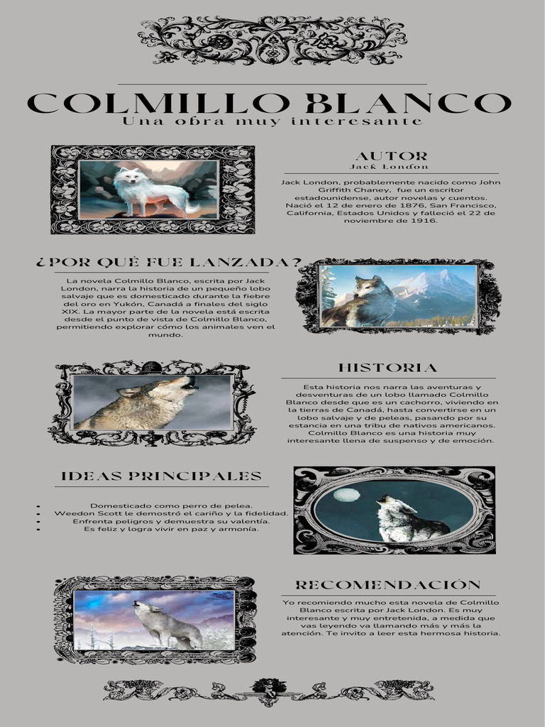 Infografía de Colmillo Blanco | Descargar gratis PDF | Colmillo Blanco