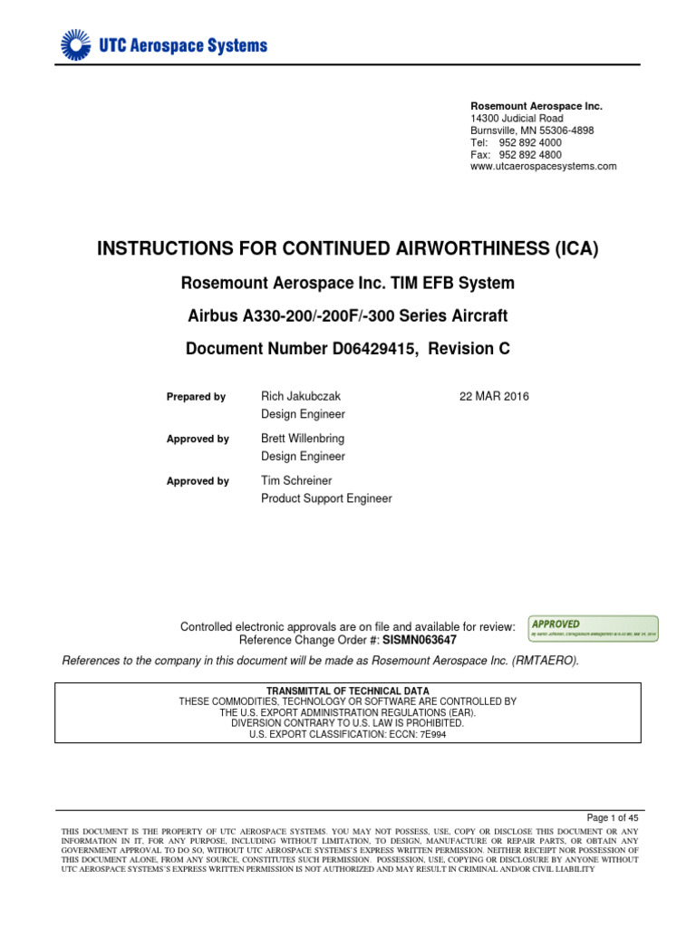 D06429415 Rev C (ICA - TIM Installation) | PDF | Federal Aviation ...