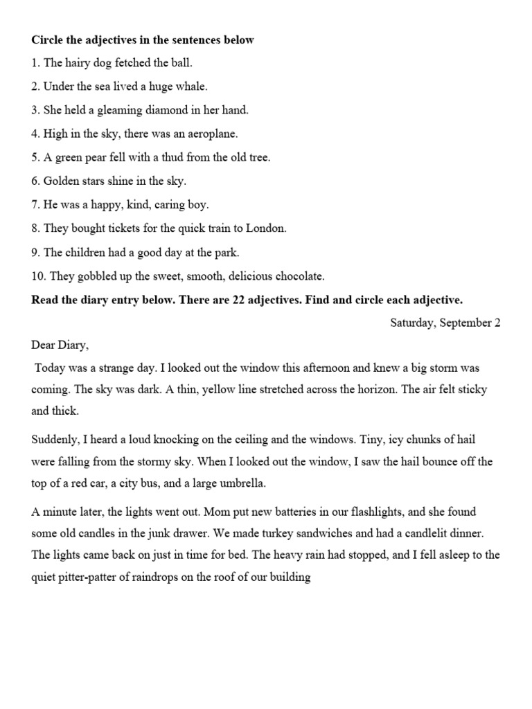 Adjectives | PDF | Winter Storm | Hail