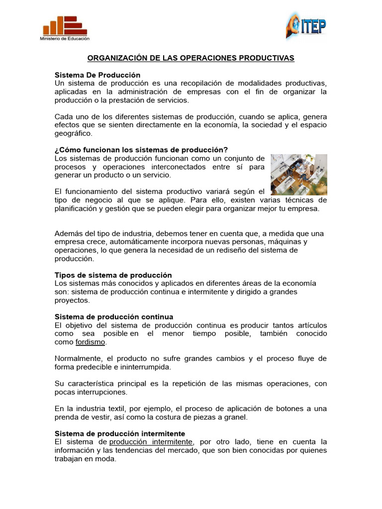 Organizacion de Las Operaciones Productivas | PDF | Lean Manufacturing ...