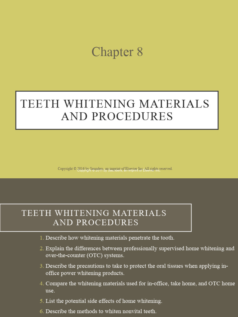 DH 209 Ch8 Teeth Whitening Materials Procedures (1) | Download Free PDF | Tooth | Mouth