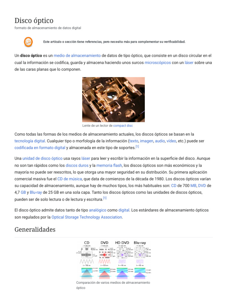Disco Óptico - Wikipedia, La Enciclopedia Libre | PDF | Disco compacto | Tecnología de ...