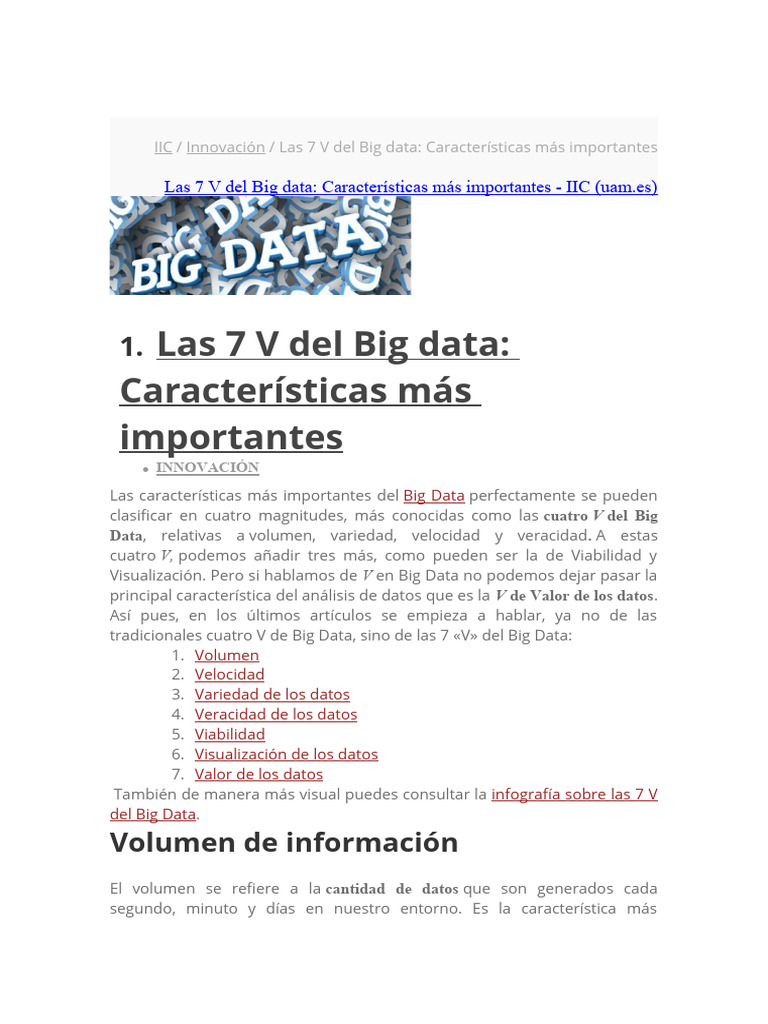 Las 7 V Del Big Data Características Más Importantes | PDF | Big Data ...