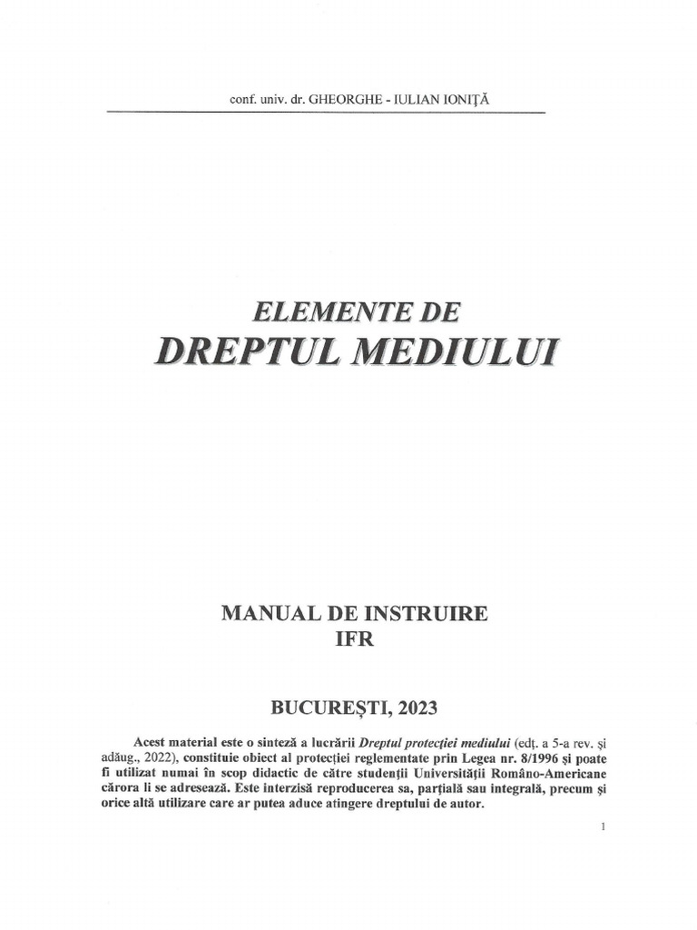 Dreptul Mediului Manual Instruire IFR | PDF