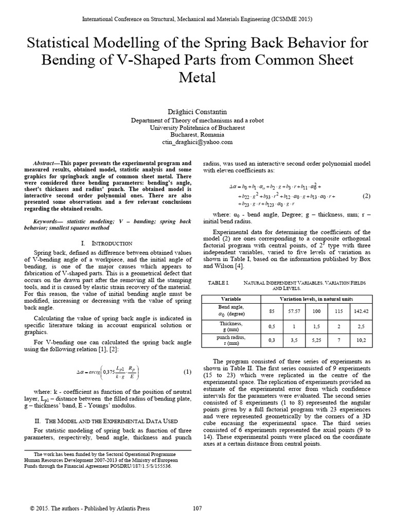 Statistical Modelling of The Spring Back Behavior For Bending of V-Shaped Parts From Common ...