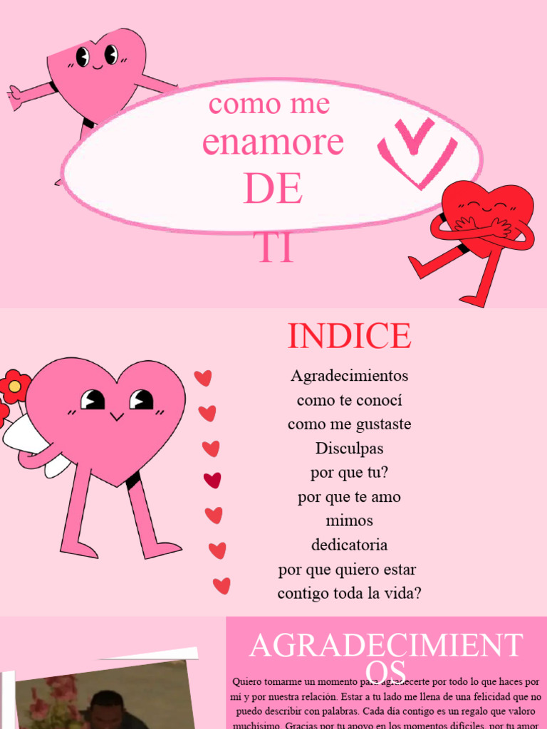 Presentación de Una Historia de Amor Para Tu Pareja Con Corazones Alegres Dulce y Tierna Rosa y ...