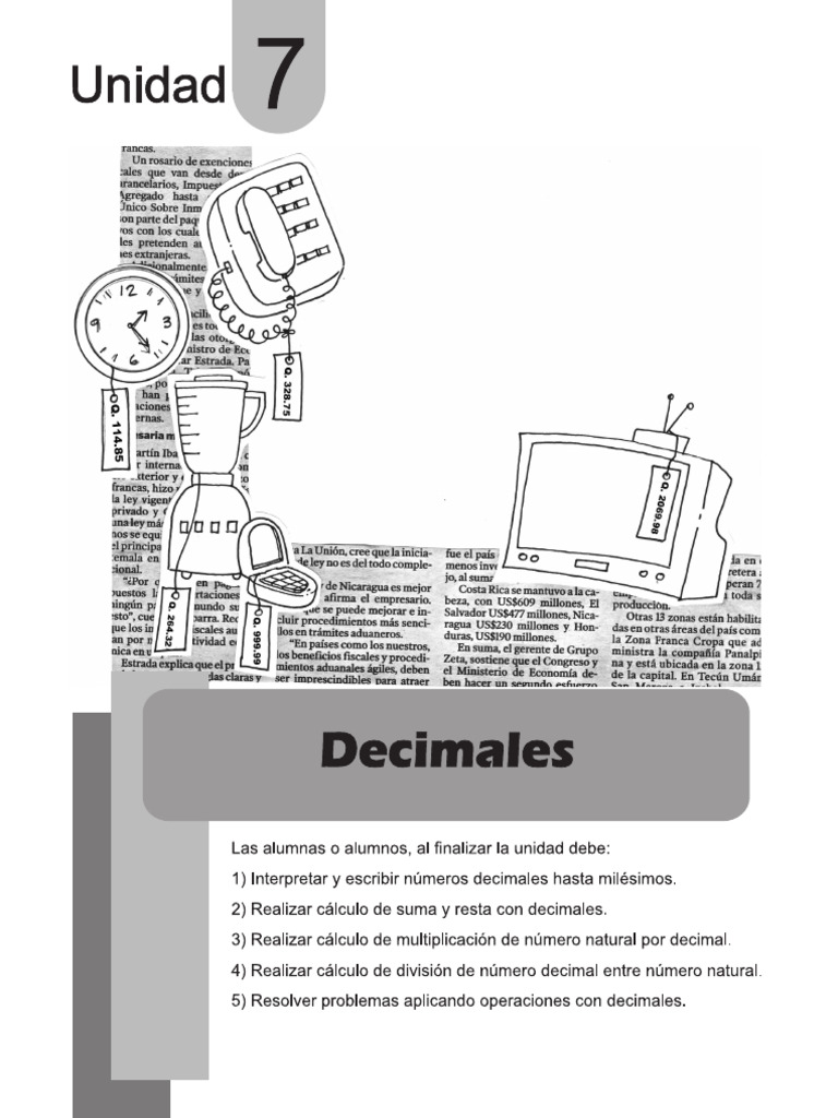 Matematica 5to - Unidad 7 - Decimales | PDF