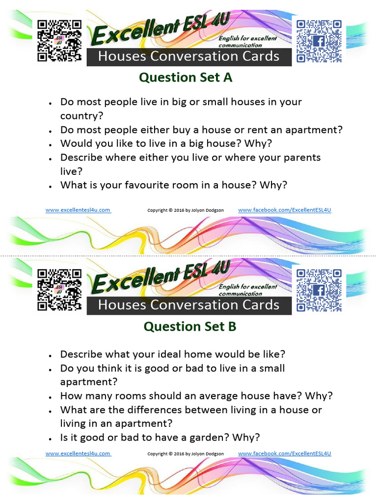 ESL Houses Conversation Cards | PDF