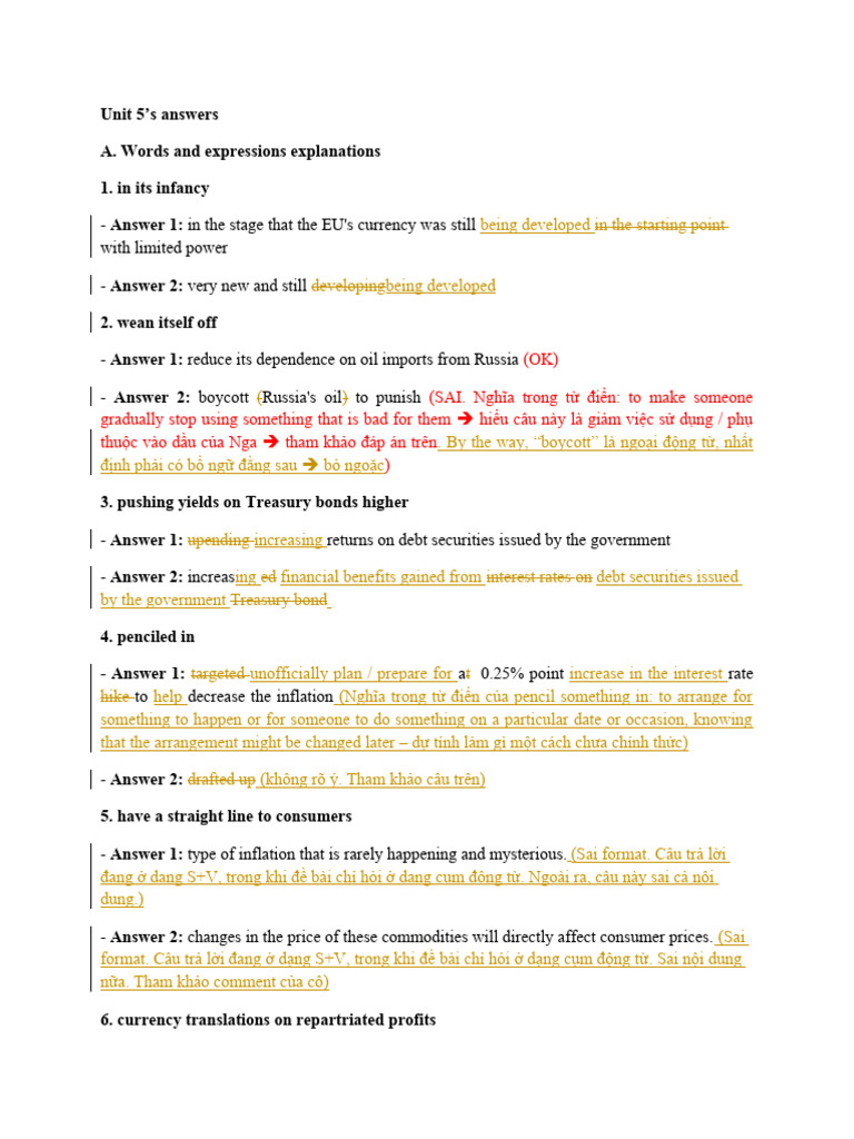 Unit 5s Answers | PDF | Economies | Foreign Exchange Market