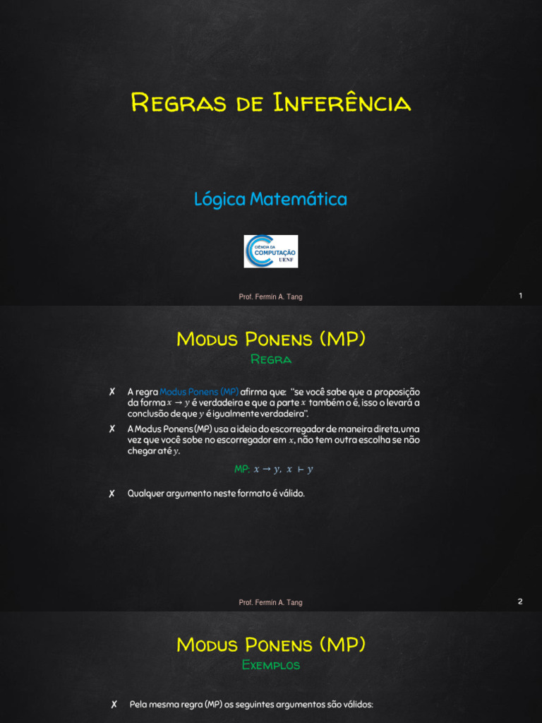 Regras de Inferencia | PDF | Lógica matemática | Expressões lógicas