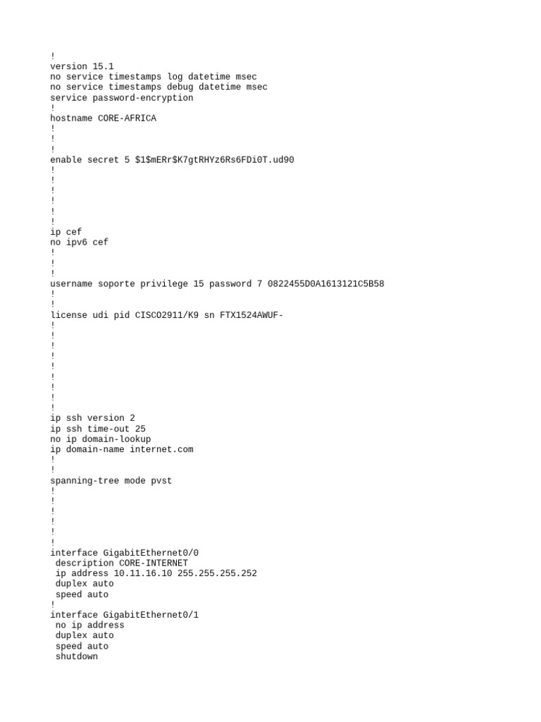 CORE AFRICA Startup Config | PDF