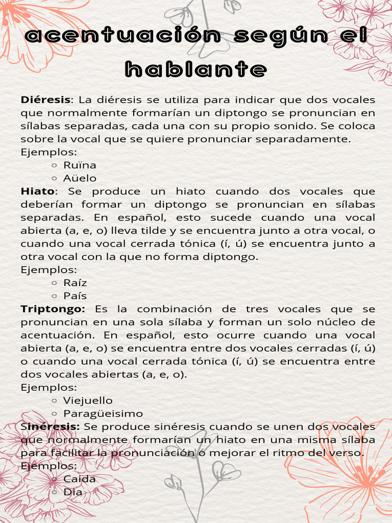 Acentuación y diacríticos en español | PDF | Vocal | Sílaba