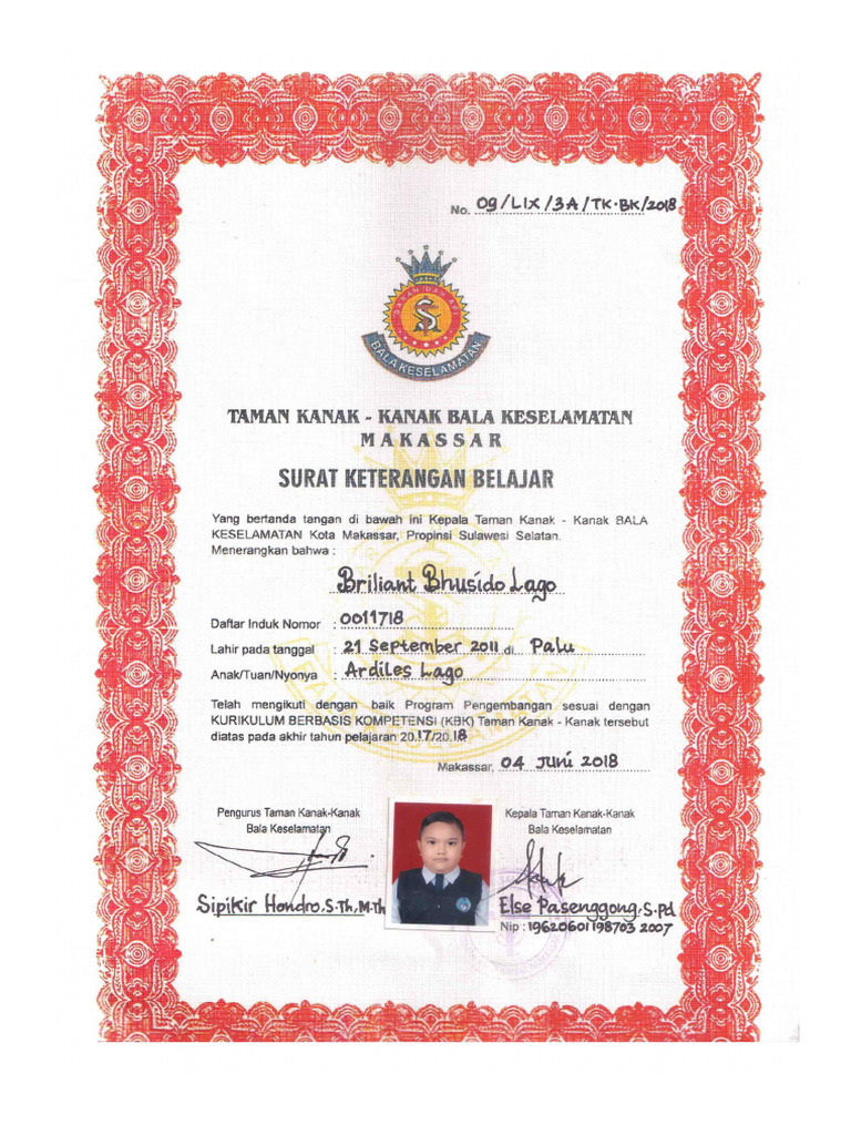 Ijazah TK | PDF
