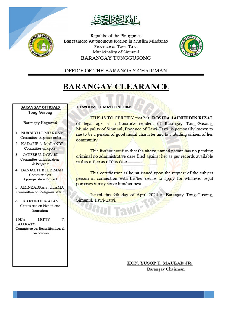 Brgy. Clearance | PDF | Social Science