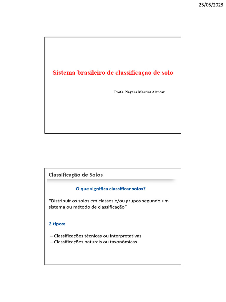 Aula 05 - Sistema Brasileiro de Classificação Do Solo | PDF | Solo ...