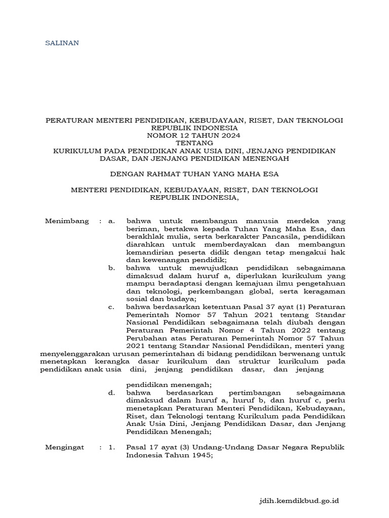 Permendikbudristek No.12 Tahun 2024 DRAFT STRUKTUR KUR (SMK) | PDF