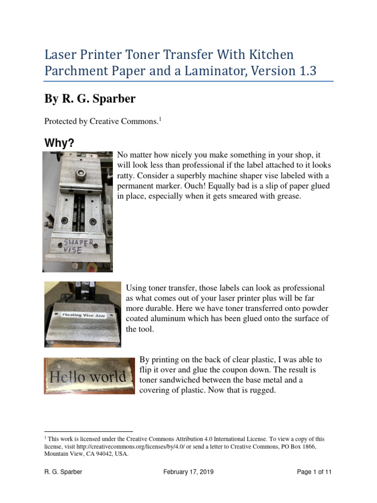 Toner Transfer | PDF | Printer (Computing) | Materials