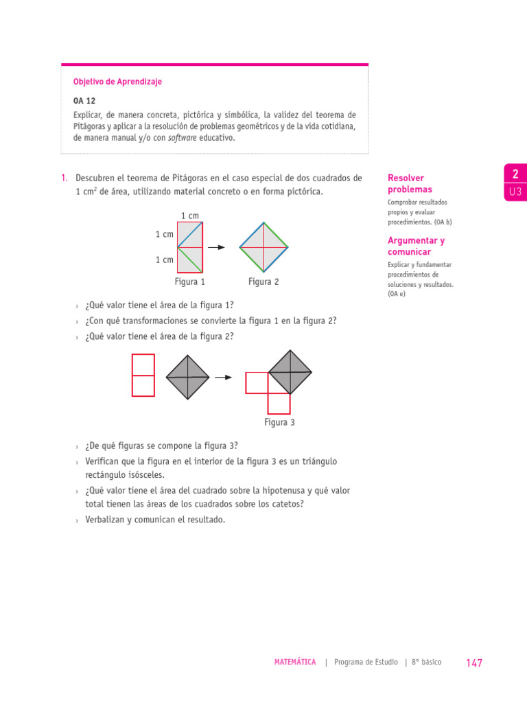 Teorema de Pitágoras en 8° Básico | PDF | Triángulo | Geometría triangular