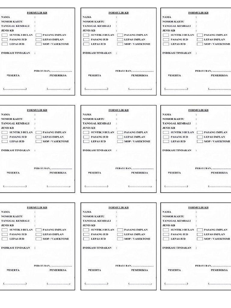 Kartu Kb Form Pdf