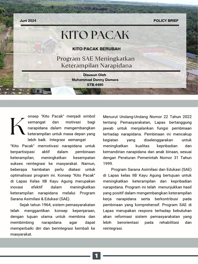 Kito Pacak Policy Brief | PDF | Bisnis