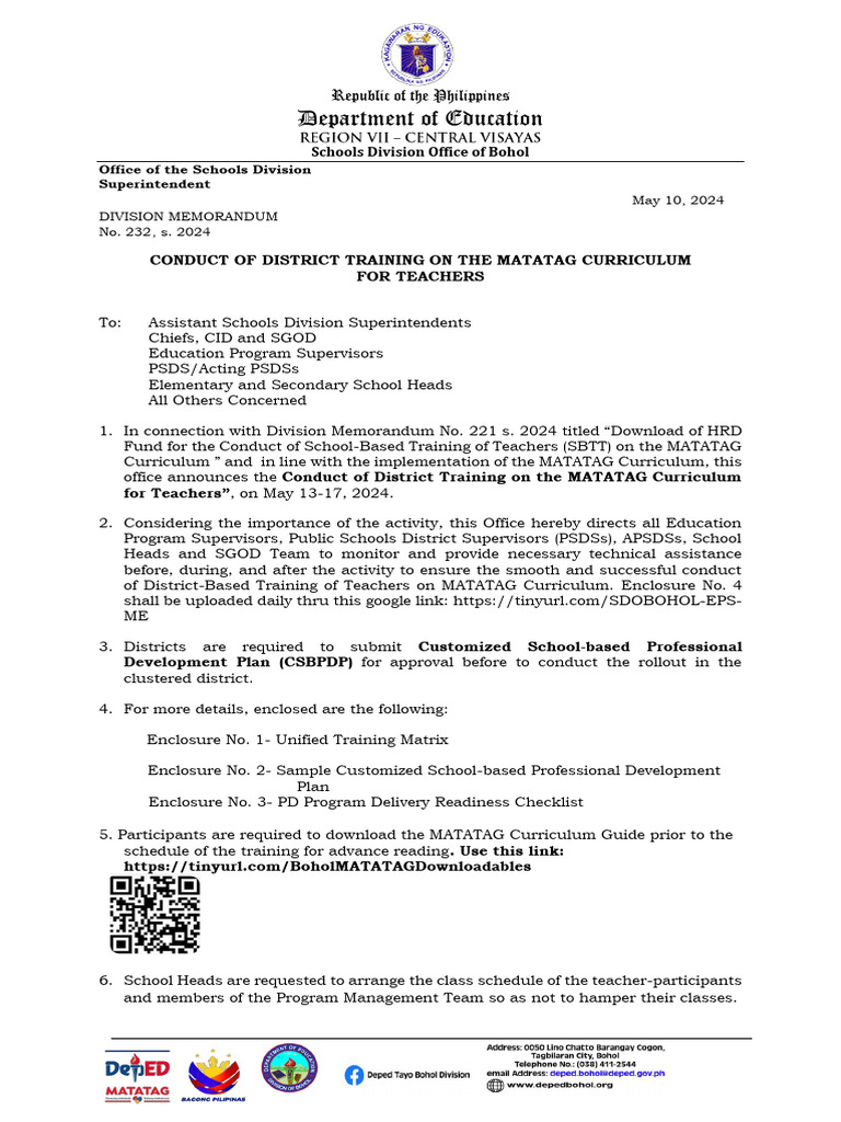 District Training on MATATAG Curriculum | PDF | Curriculum | Teachers