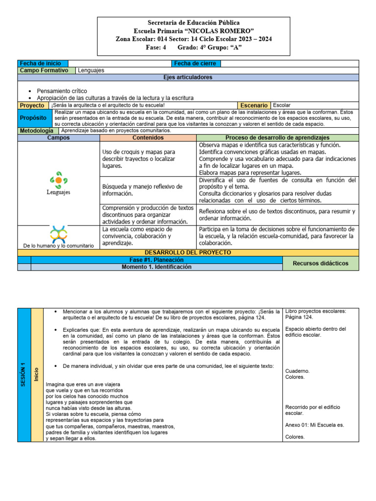Planeación4toGrado_ Lenguajes | Descargar gratis PDF | Mapa | Aprendizaje