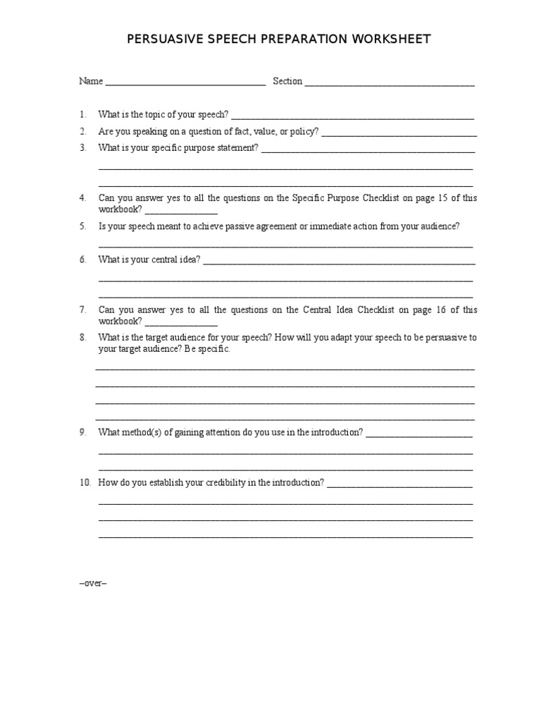 Persuasive Speech Prep Guide | PDF