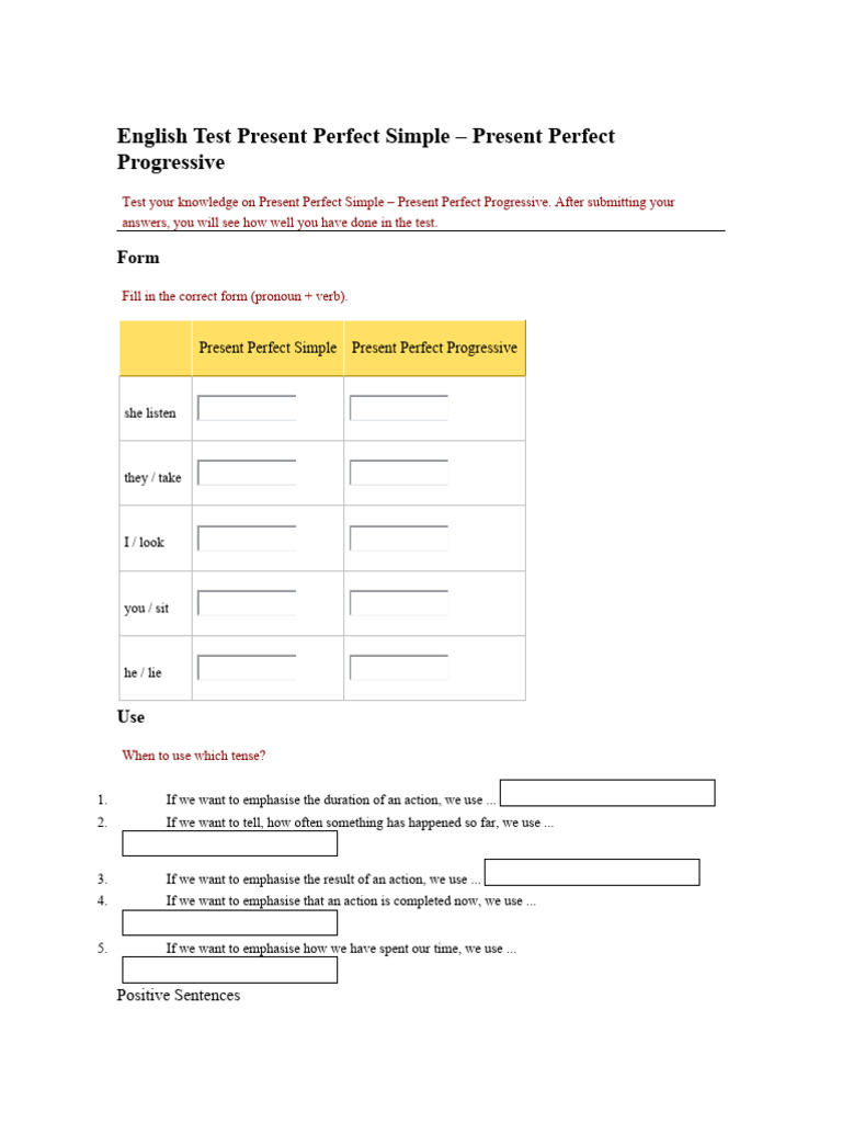 English Test Present Perfect Simpl1 | PDF