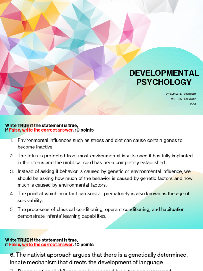 Developmental Psychology Practice Quiz | PDF | Attachment Theory ...